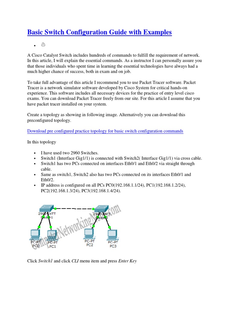 Basic Switch Configuration Guide With Examples Grng Pdf Command