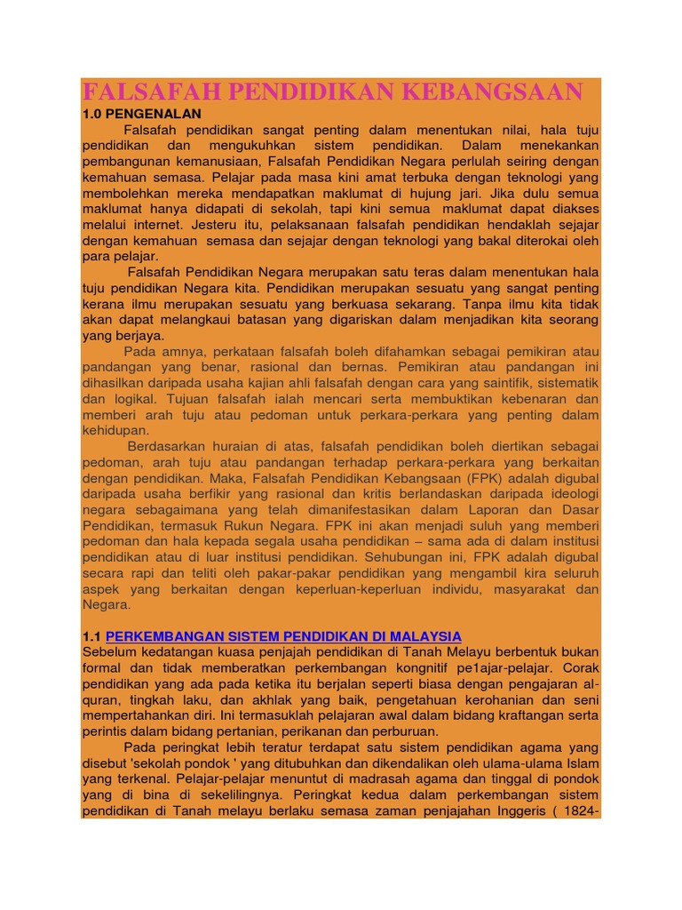 Falsafah Pendidikan Kebangsaan | PDF | Sejarah