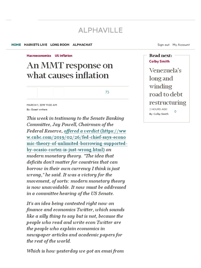 An MMT Response On What Causes Inflation - FT Alphaville | PDF | Inflation | Fiscal Policy