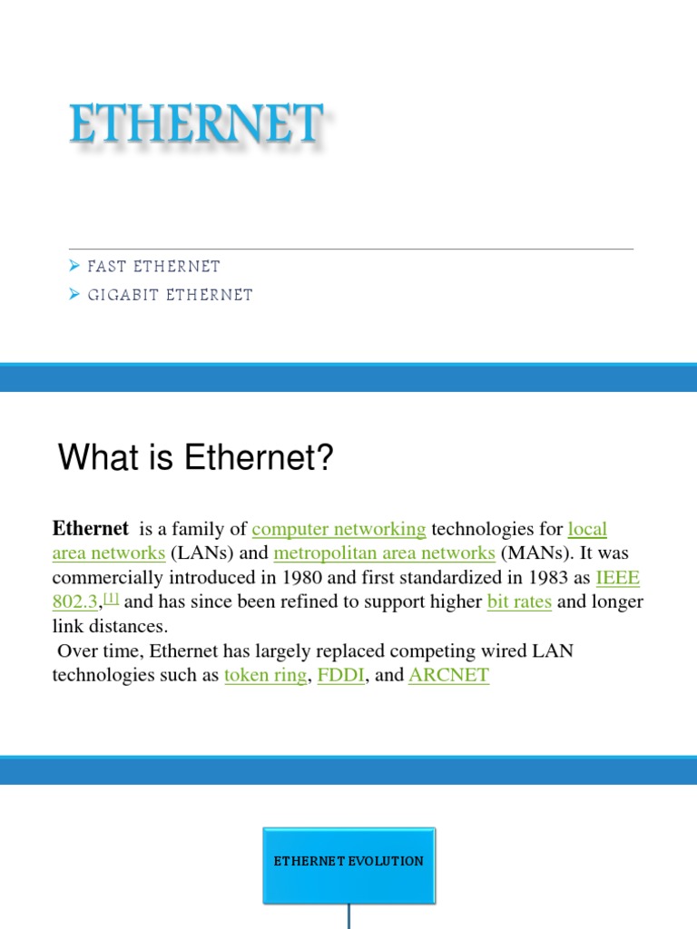 Ethernet: Fast and Gigabit Overview | PDF | Ethernet | Computer Network