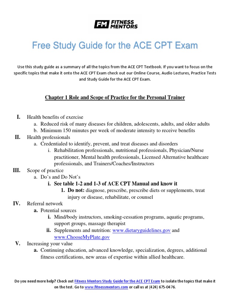 Ace Cpt Study Summary Pdf Pdf Motivation Motivational