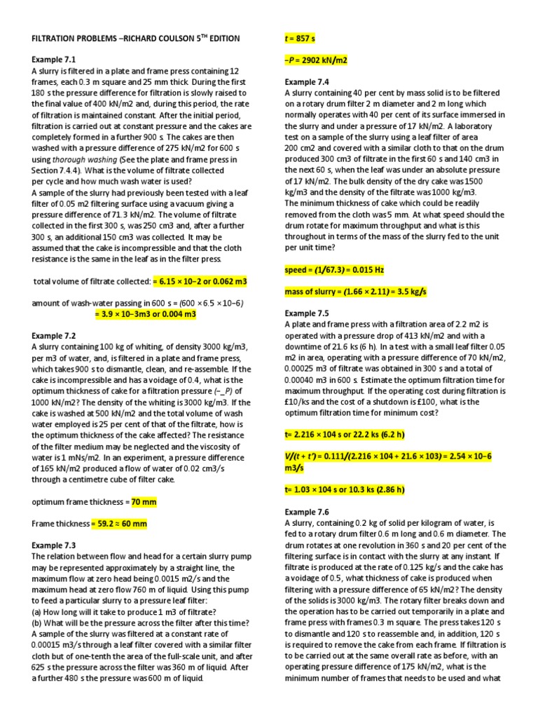 Filtration Problems | PDF | Filtration | Crystallization