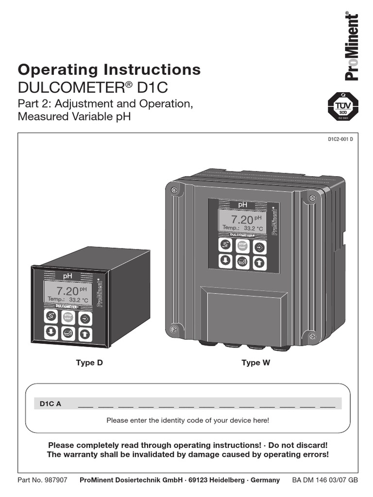 Ba - DM - 146 - 03 - 07 - GB (Prominent Dulcometer) PDF | PDF | Ph ...