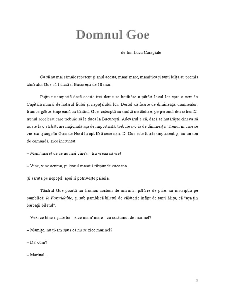 Domnul Goe | PDF