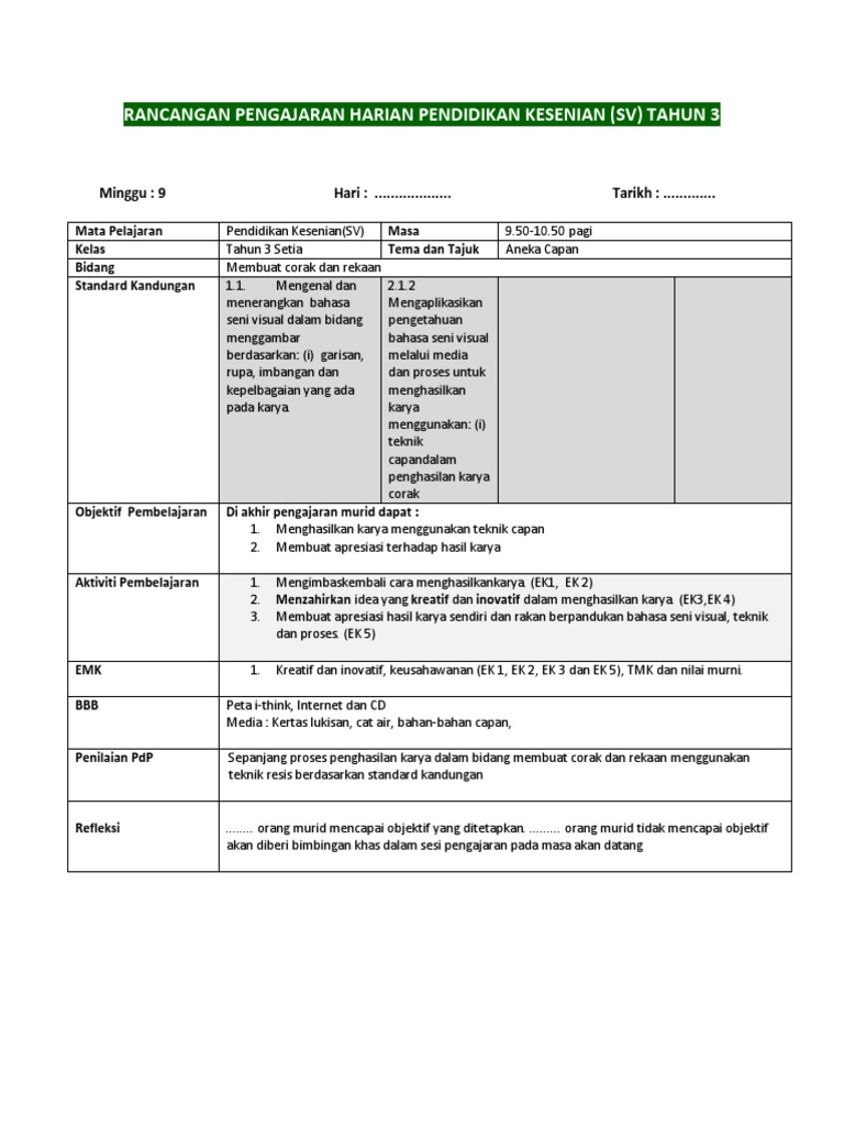 Tahun 3 Capan | PDF | Metode & Bahan Ajar | Seni