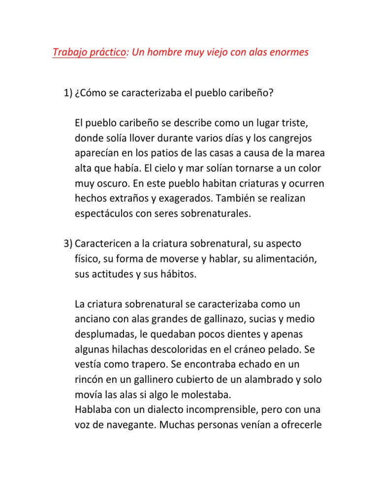 Un Señor Muy Viejo Con Unas Alas Enormes | PDF