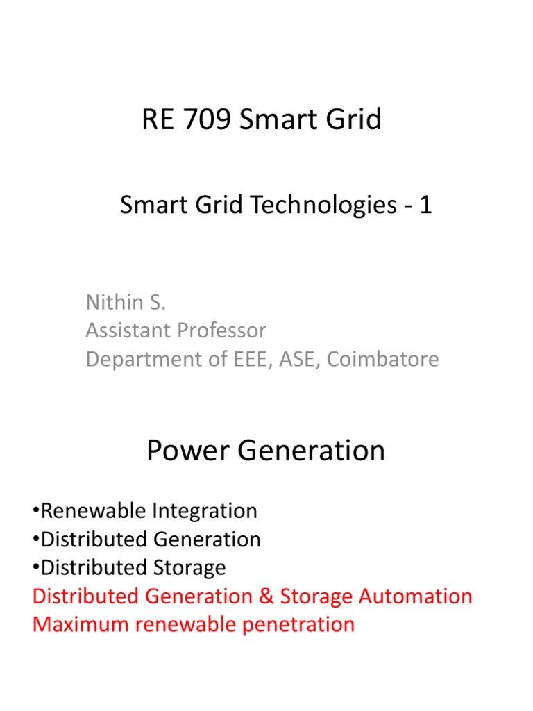 RE 709 Smart Grid | PDF | Electrical Grid | Distributed Generation