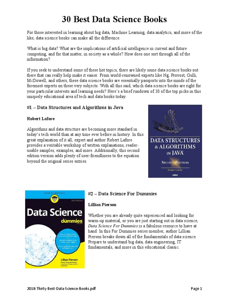 2018 Thirty Best Data Science Books | PDF | Analytics | Data Science