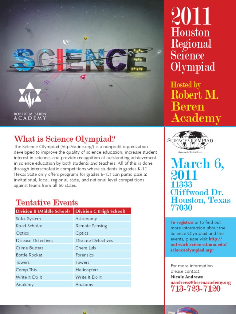 Science Olympiad Flyer | Science And Technology | Science
