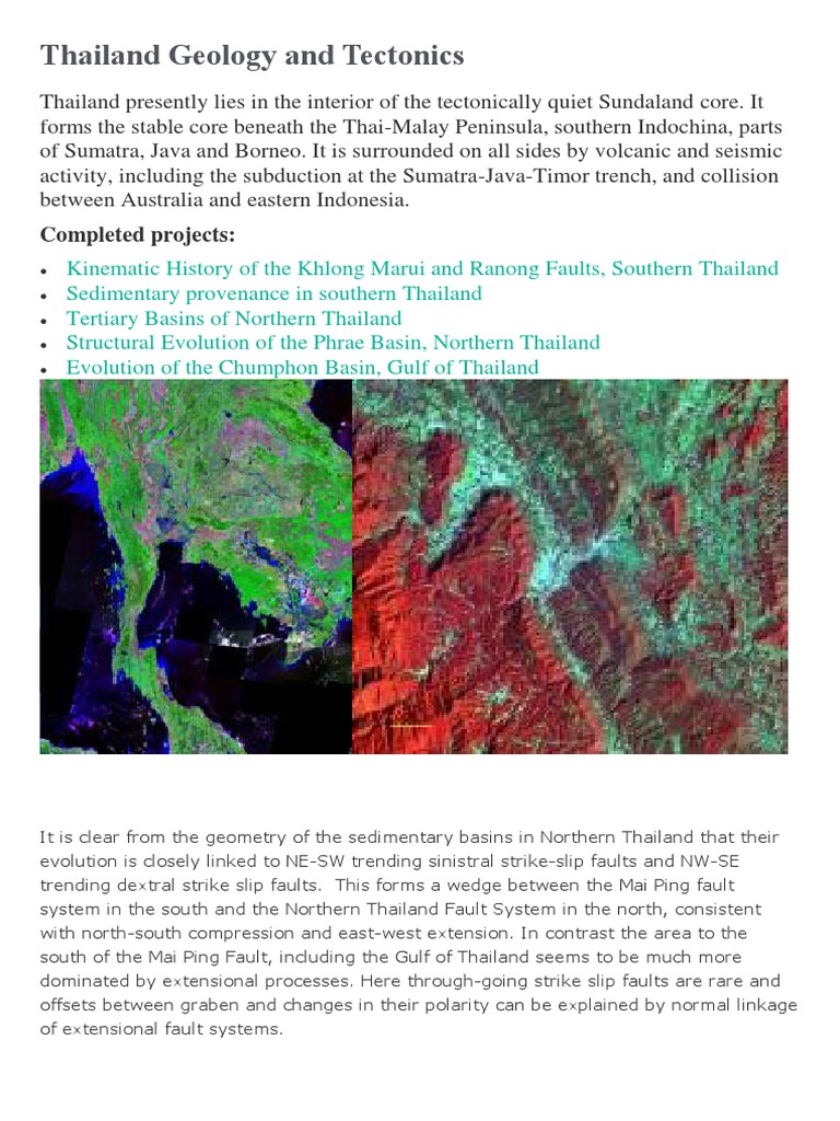Thailand Geology and Tectonics | PDF | Sedimentary Basin | Fault (Geology)