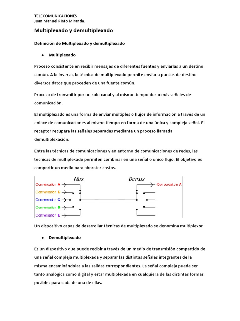 Multiplexado y Demultiplexado | PDF | Multiplexación | Redes