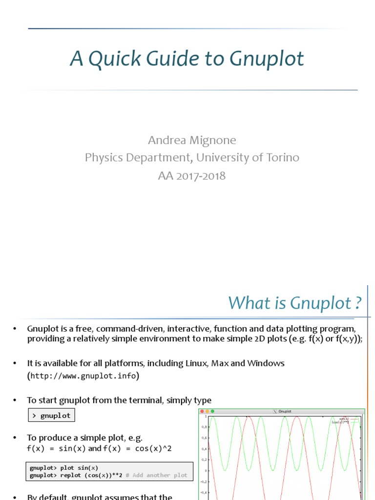 Gnuplot | PDF | C (Programming Language) | Computer Programming Gnuplot | PDF | C (Programming Language) | Computer Programming