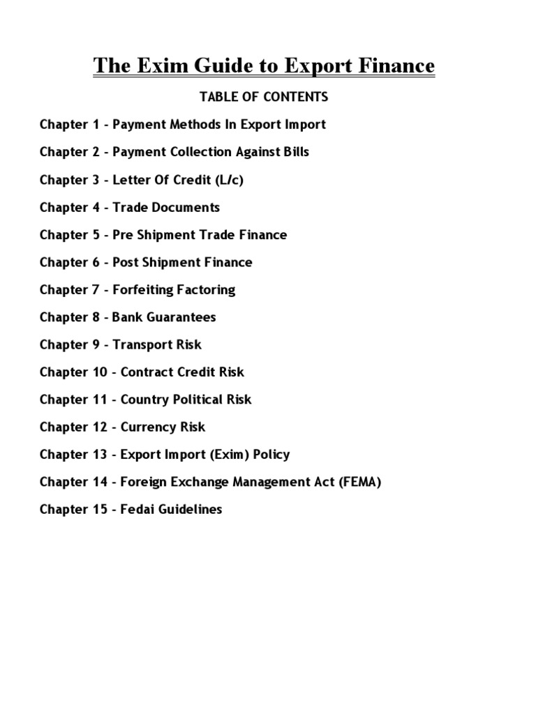 The Exim Guide To Export Finance | PDF | Letter Of Credit | Cargo