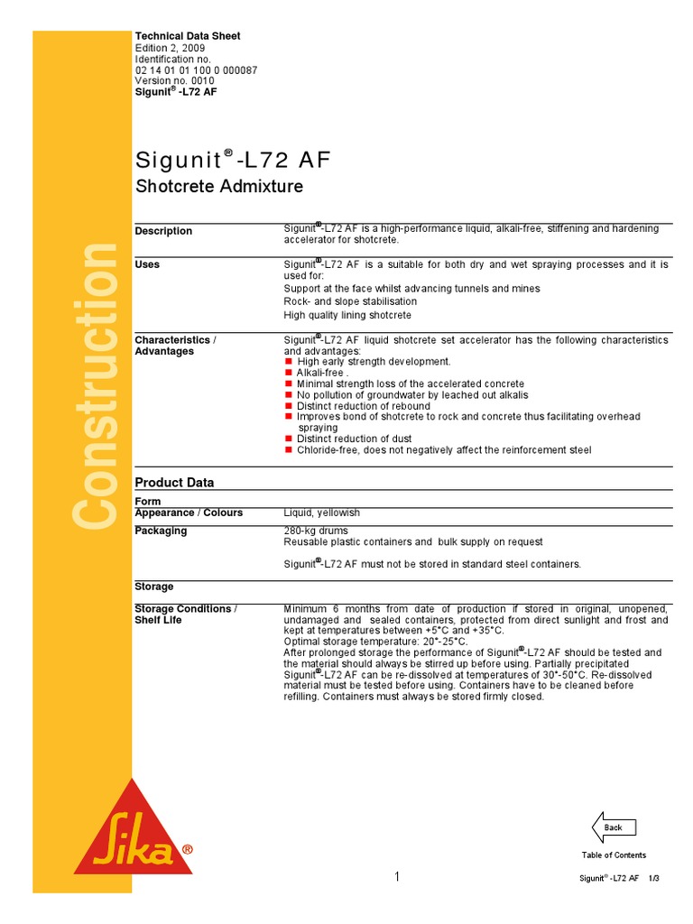 TL Sigunit L 72 AF PDF | PDF | Concrete | Building Materials
