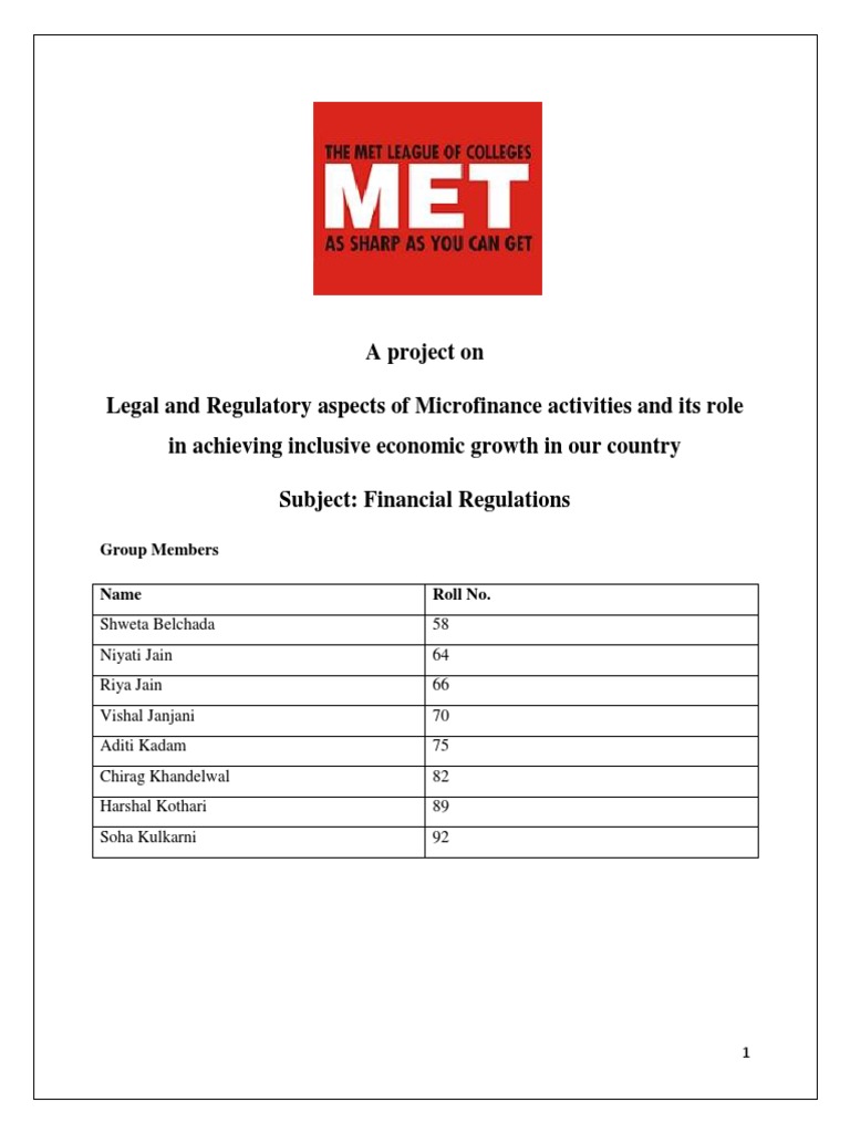 Microfinance Report | PDF | Microfinance | Microcredit