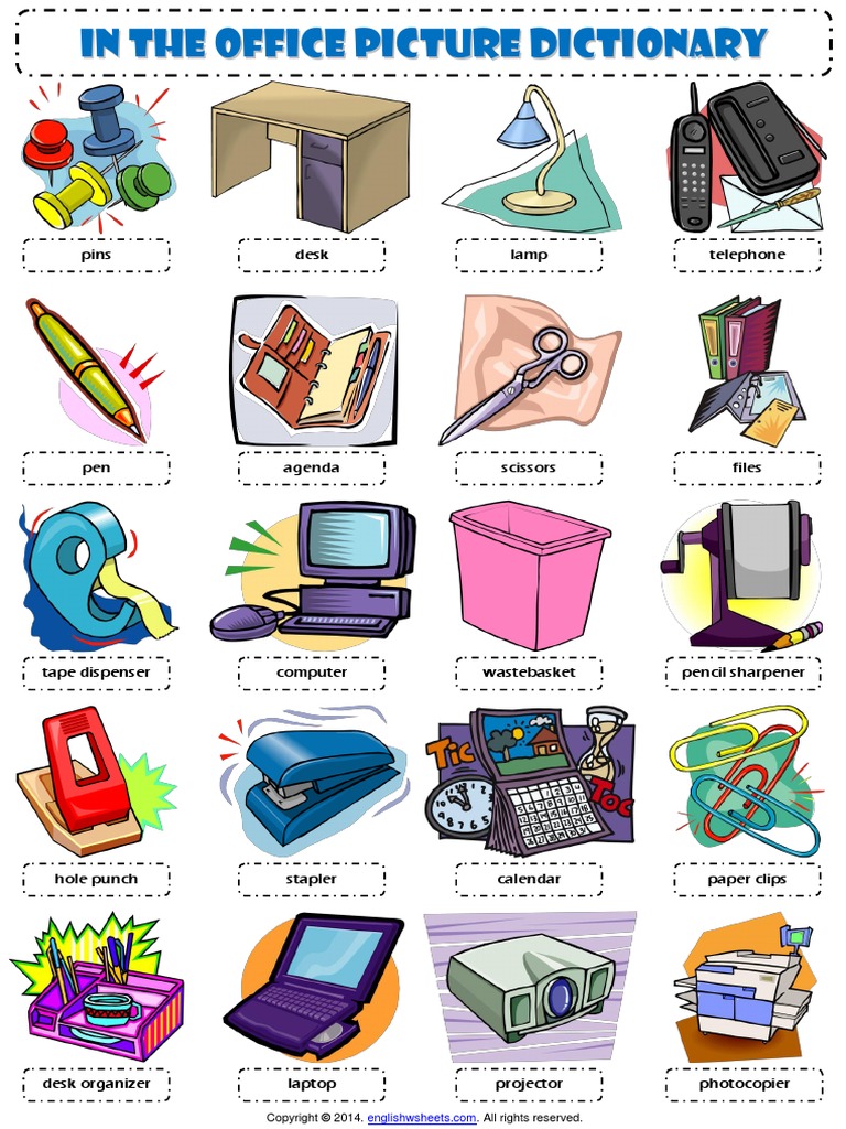 In The Office Esl Picture Dictionary Worksheet PDF | PDF