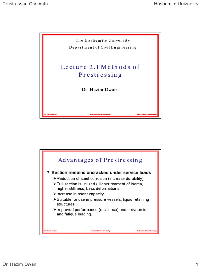 Methods of Prestressing Concrete | PDF | Prestressed Concrete ...