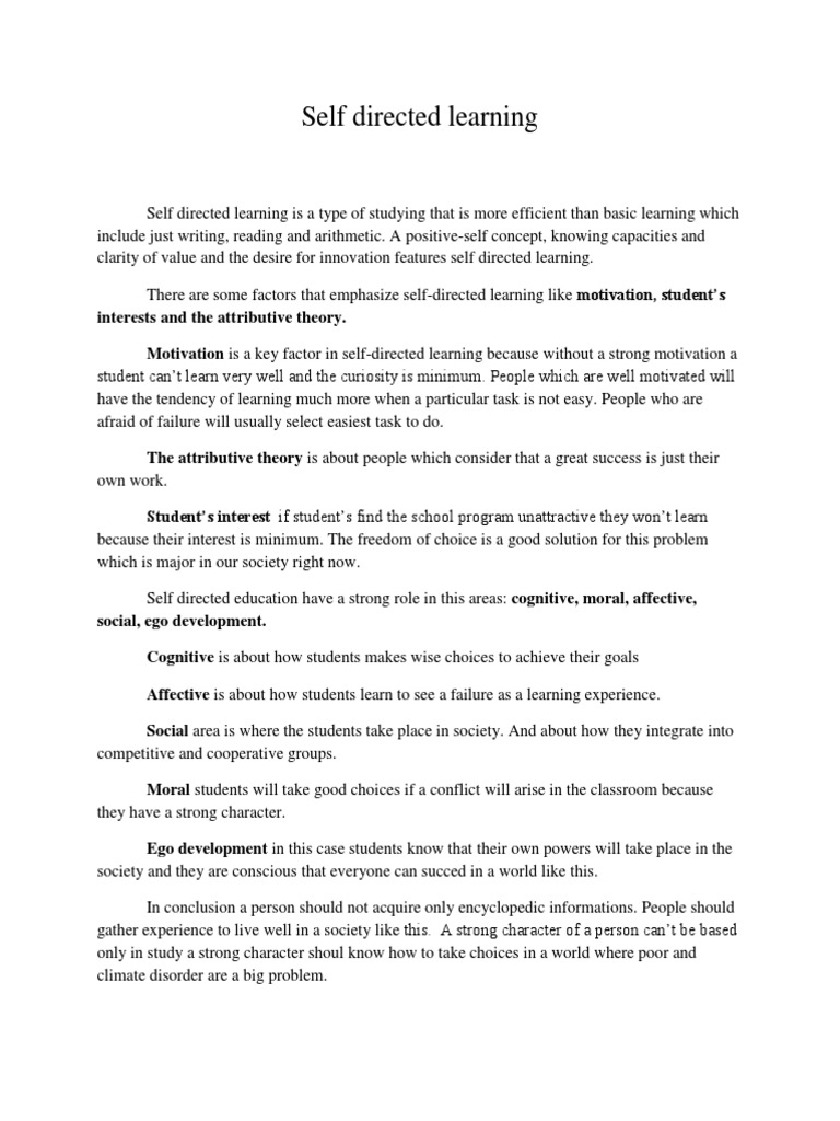 Self Directed Learning | PDF