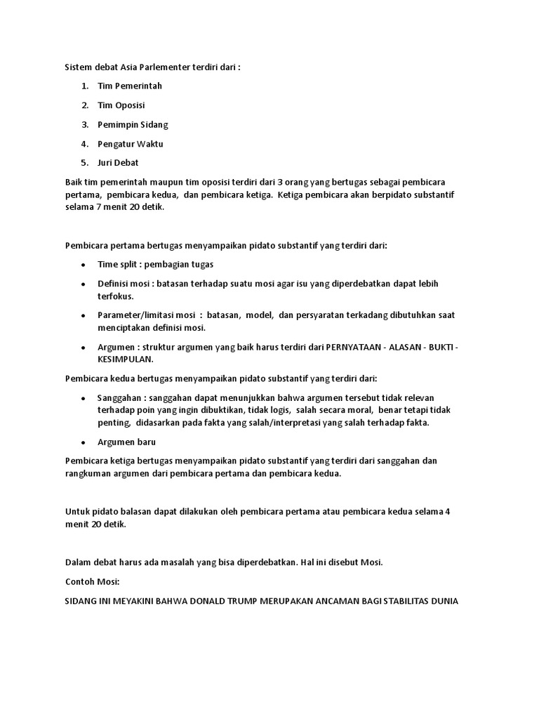 Sistem Debat Asia Parlementer | PDF
