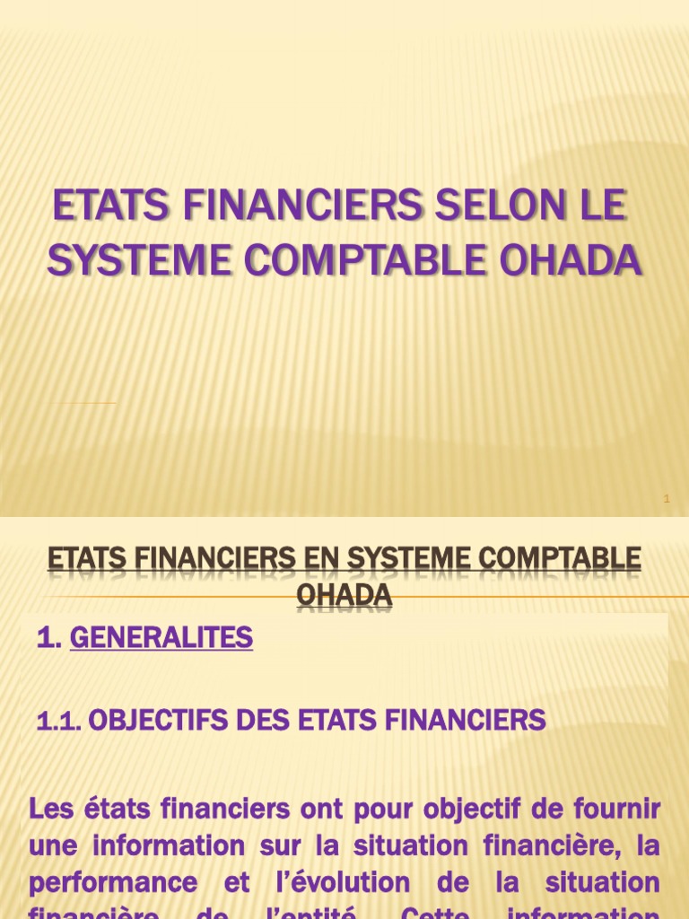 États Financiers selon OHADA | PDF | Bilan comptable | Capitaux propres