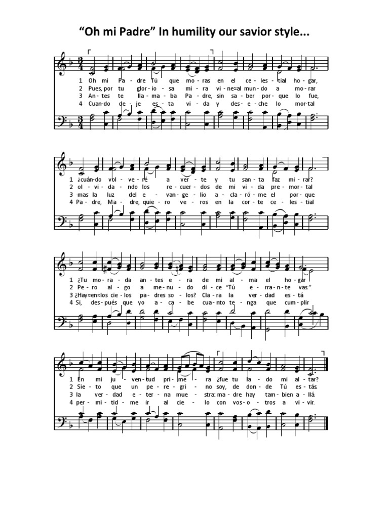 Oh Mi Padre in Humility Our Savior Style... | PDF