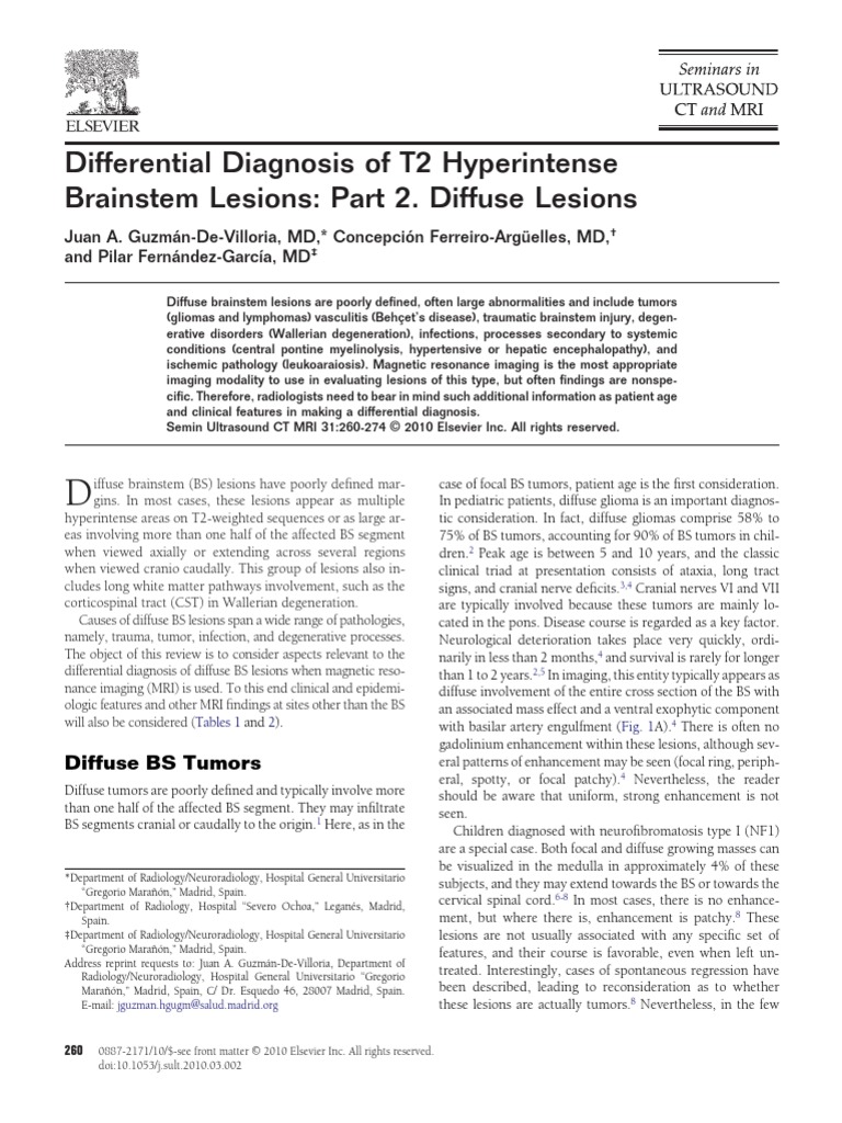 Differential Diagnosis of T2 Hyperintense Brainstem Lesions: Part 2 ...