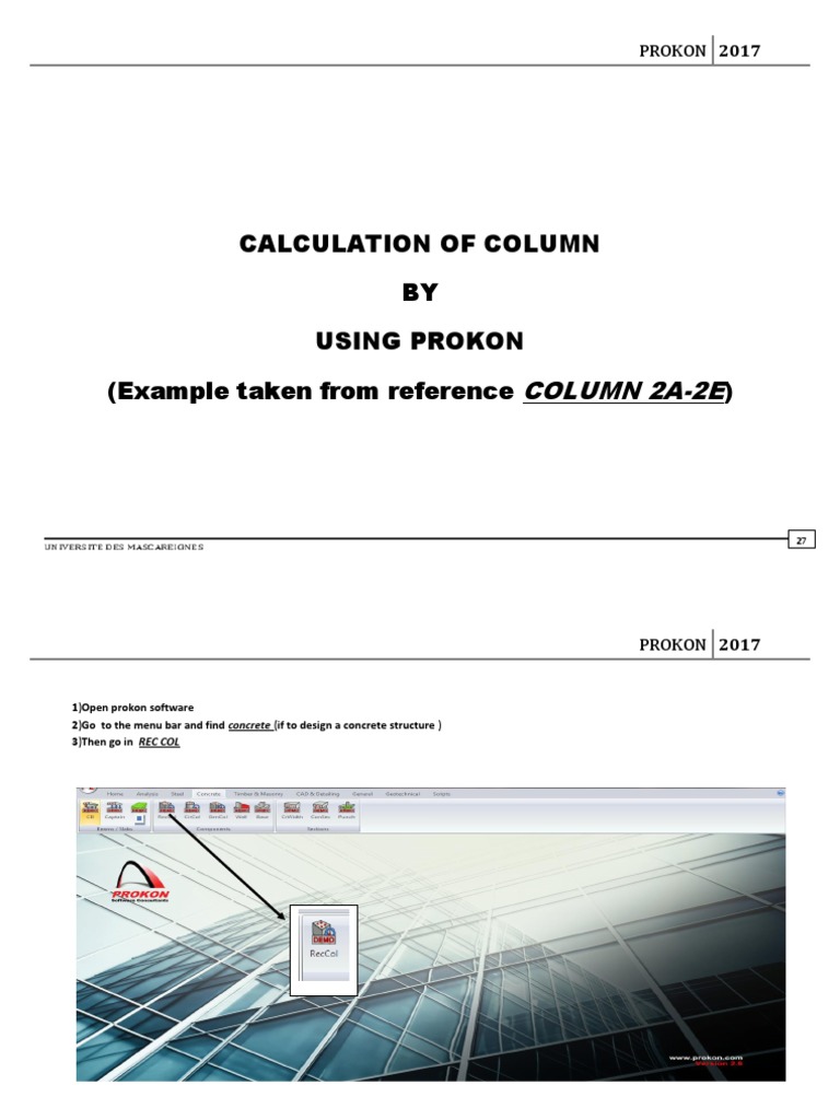 Calculation of Column BY Using Prokon (Example Taken From Reference) | PDF | Computing ...
