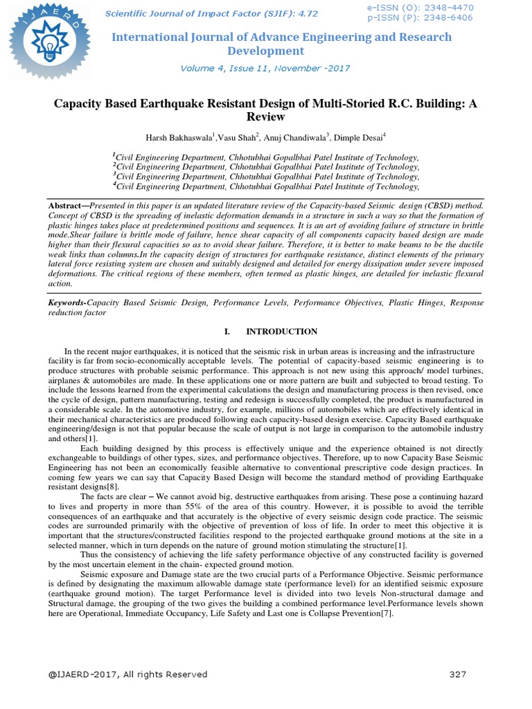 Capacity Based Earthquake Resistant Design of Multi-Storied R.C ...
