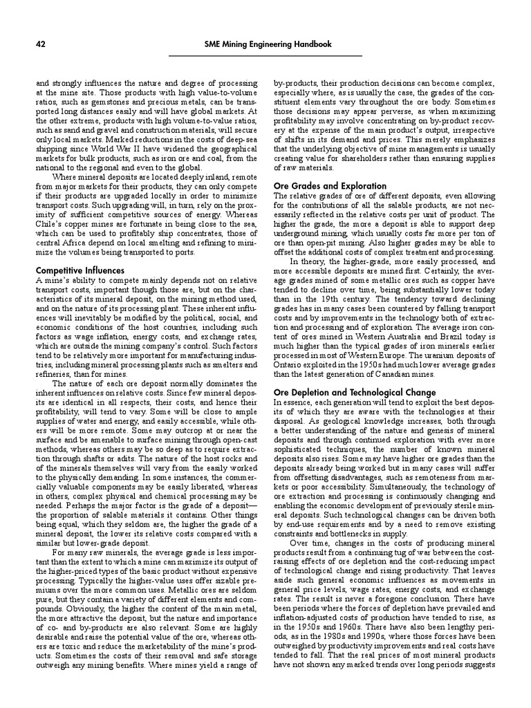 Ore Grades and Exploration: 42 Sme Mining Engineering Handbook | PDF ...