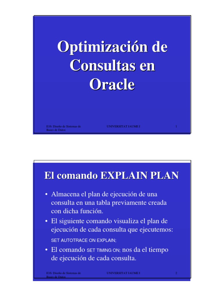 Optimizacion de Consultas Oracle | PDF | Grupo de computadoras | Bases ...