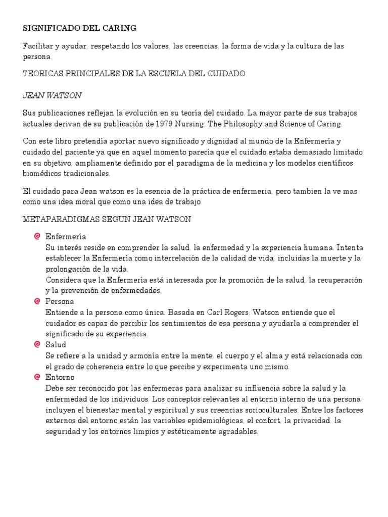 Significado Del Caring | PDF | Enfermería | Aparición