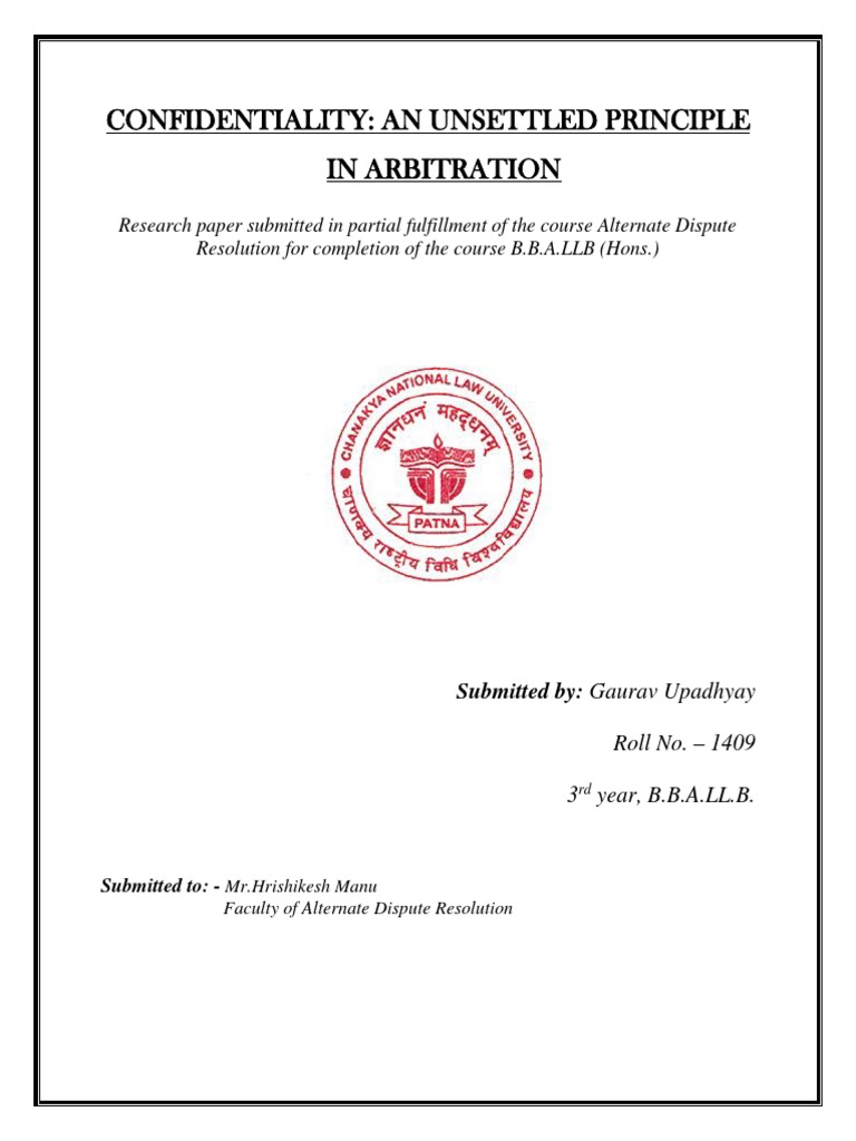 ADR Project | PDF | Arbitration | Confidentiality