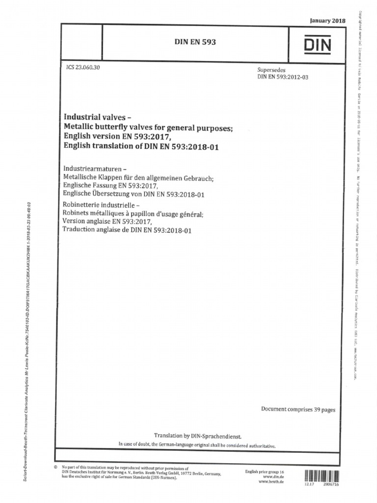 Din en 593-Industrial Valves PDF | PDF