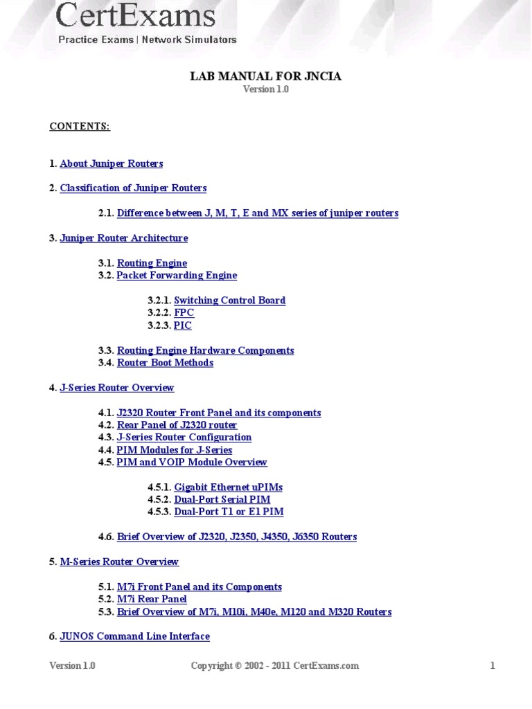 Juniper Lab Manual PDF | Download Free PDF | Router (Computing) | Network Switch