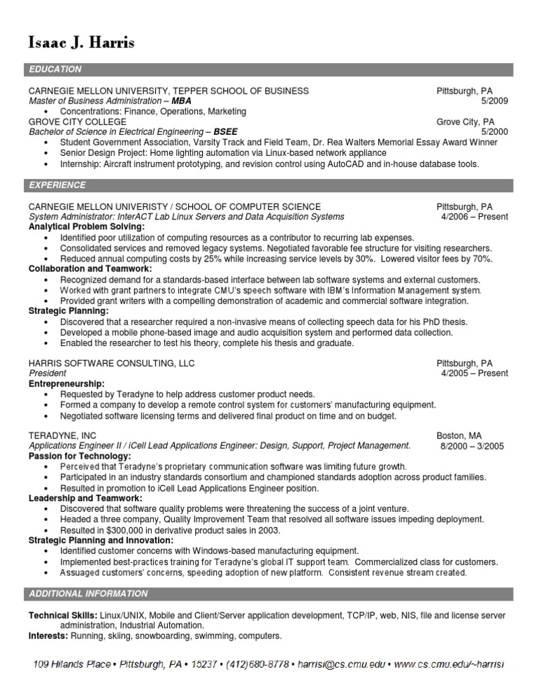 Isaac Harris - Resume | PDF | Carnegie Mellon University | Application ...