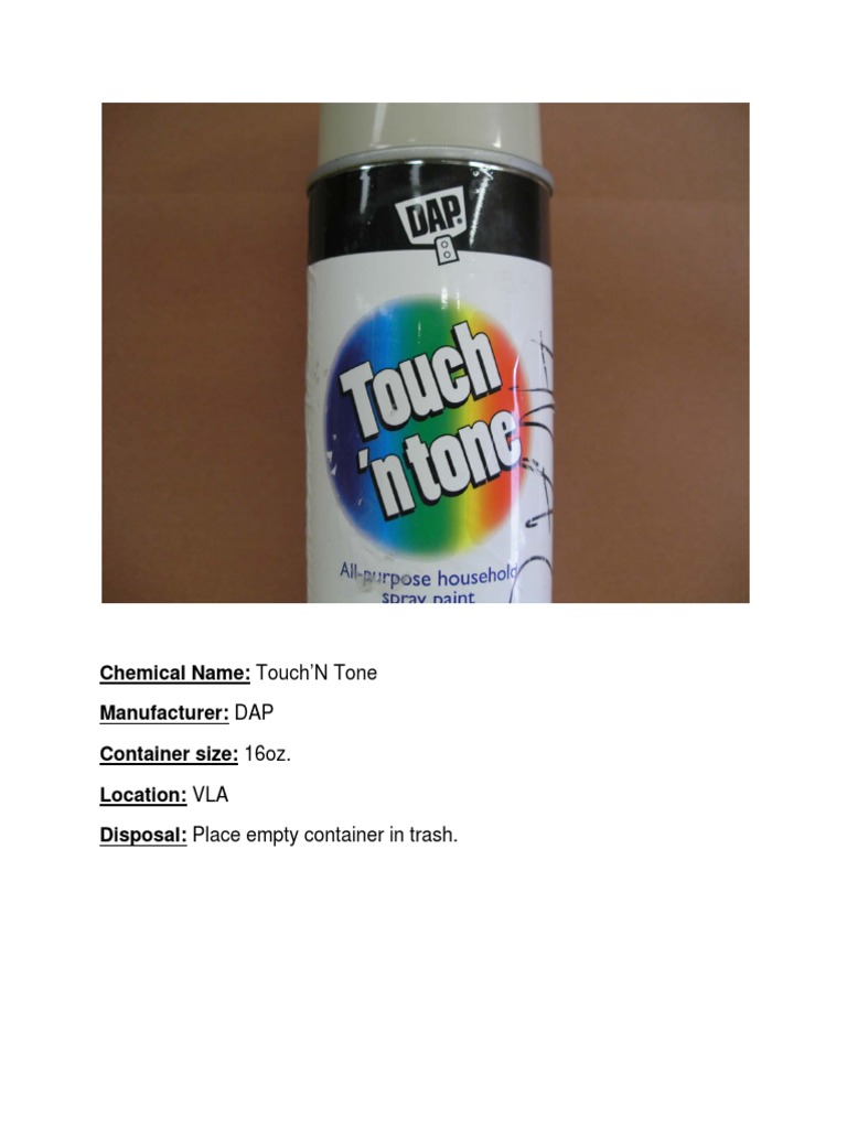 Touch'N Tone Spray Paint Safety Data | PDF | Chemistry | Materials