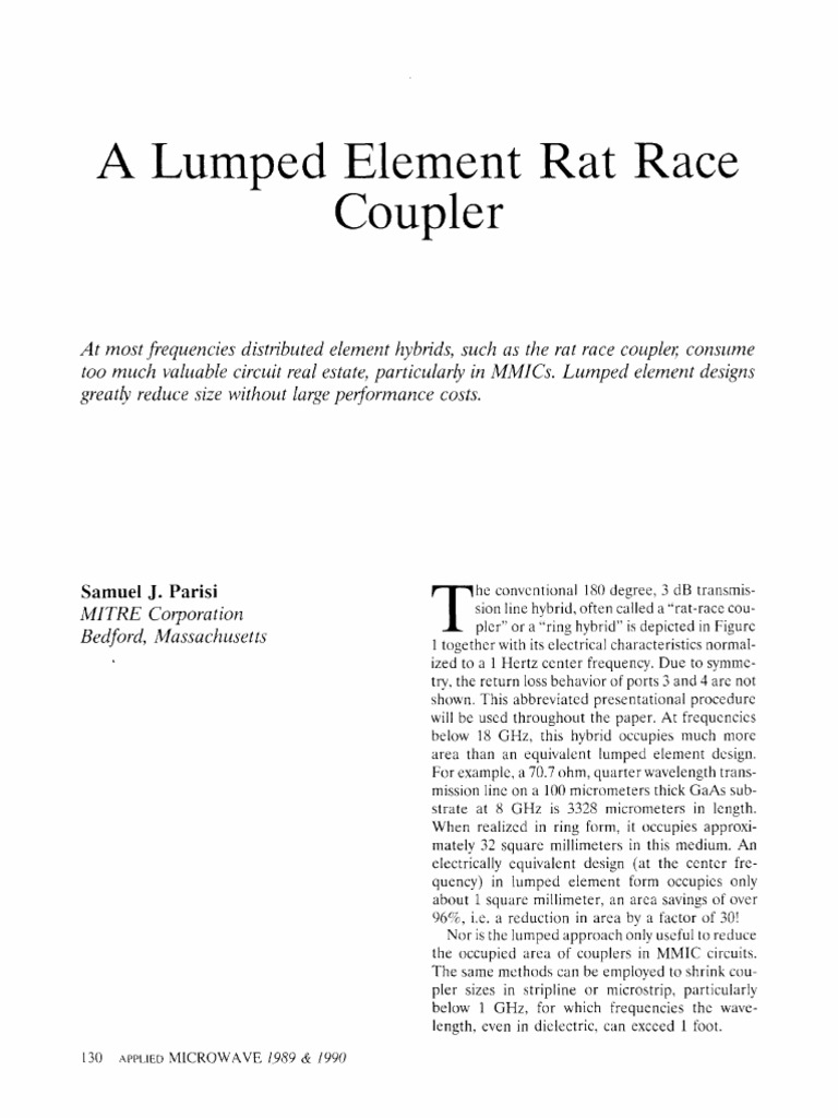 Lumped Element Rat Race Coupler | PDF | Electrical Network ...