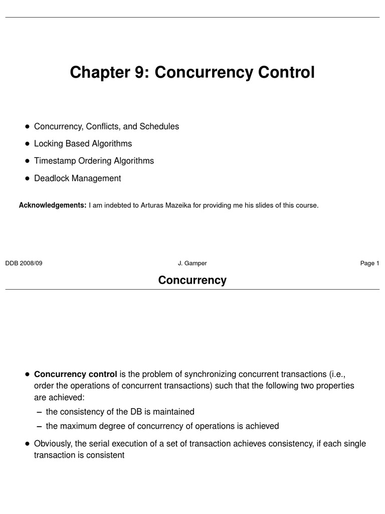 Chapter 9: Concurrency Control | PDF | Concurrent Computing | Information Science