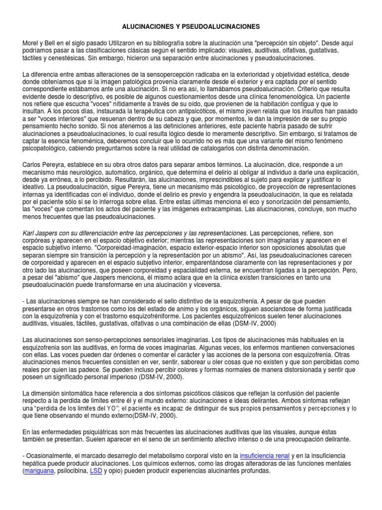 Alucinaciones y Pseudoalucinaciones | Descargar gratis PDF ...