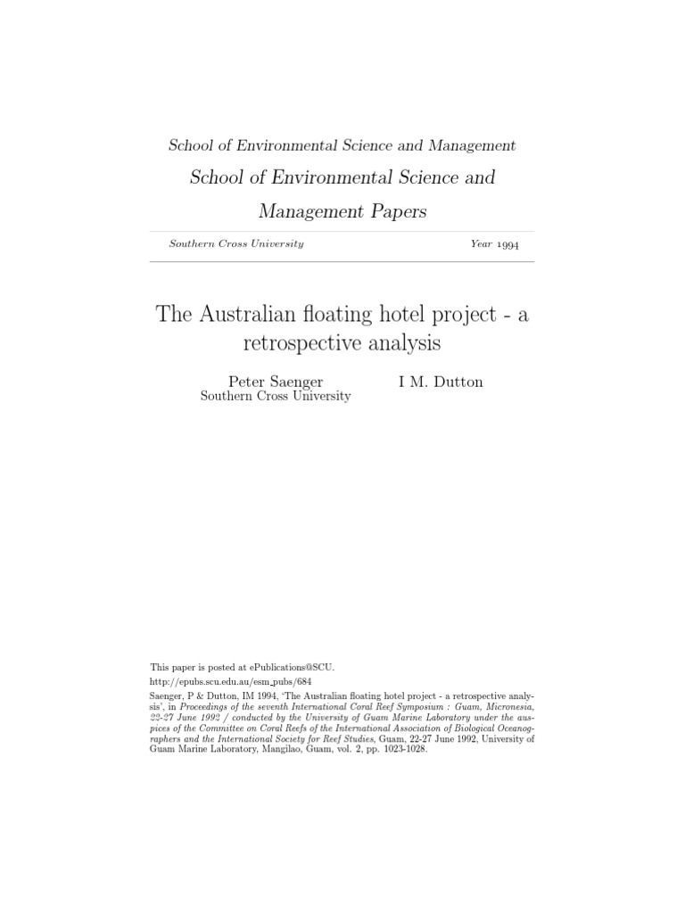 The Australian Floating Hotel Project - A Retrospective Analysis | PDF ...