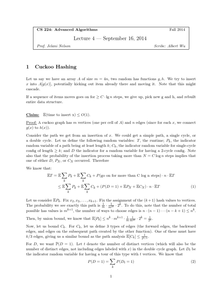 Lecture 4 - September 16, 2014 | PDF | Random Variable | Algorithms And ...