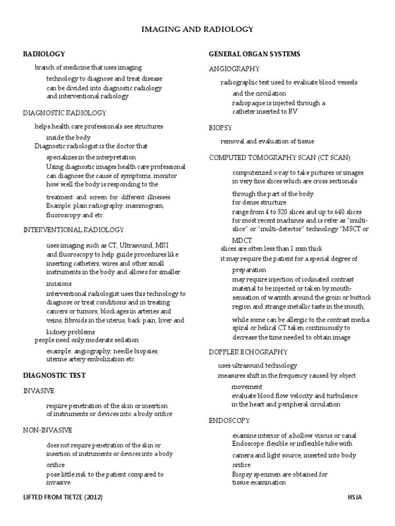 Imaging and Radiology | PDF | Radiology | Medical Imaging