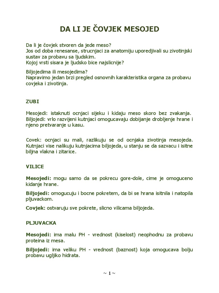 !da Li Je Covjek Mesojed | PDF