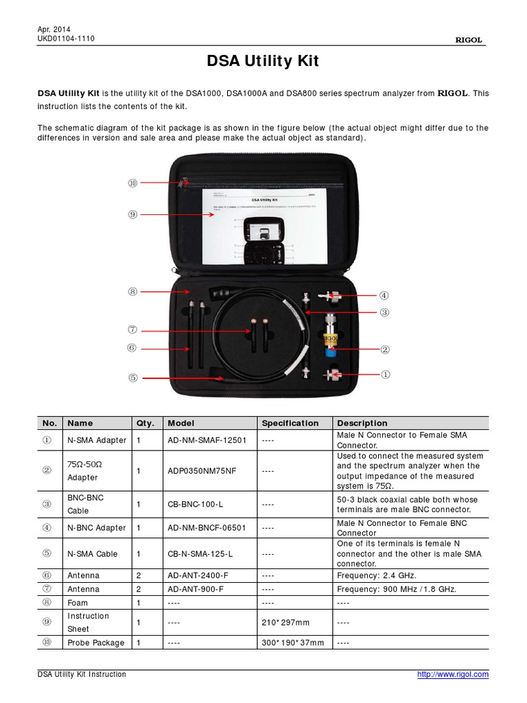 Rigol DSA Utility Kit Instruction | PDF | Electrical Connector ...