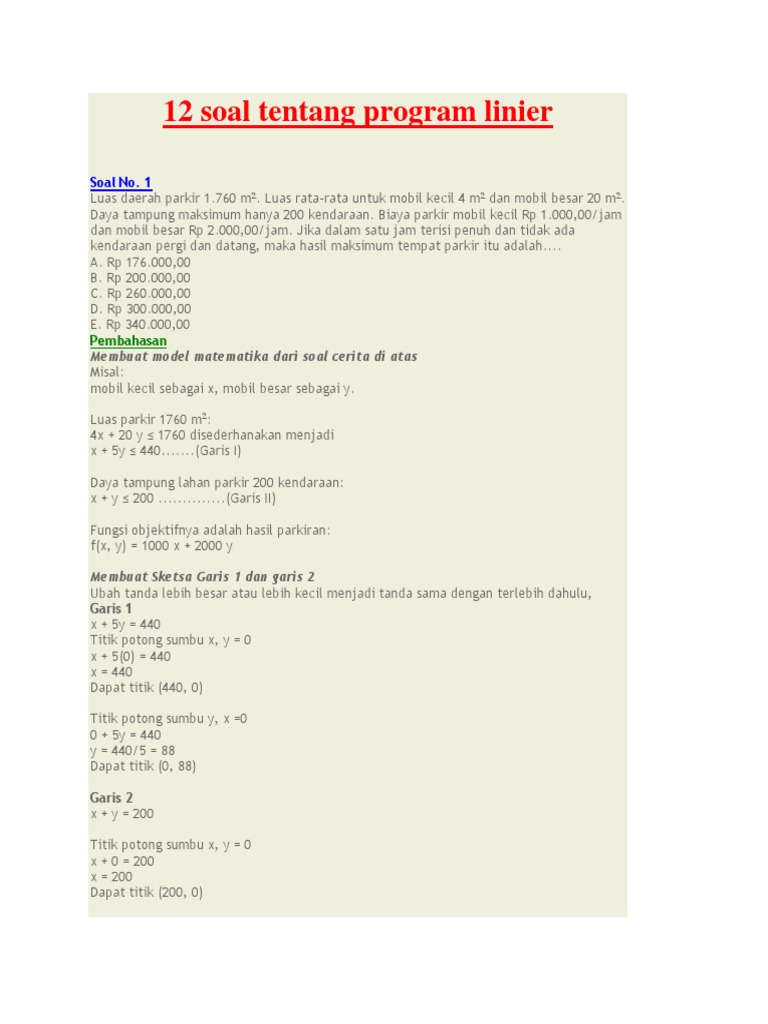 12 Soal Tentang Program Linier | PDF