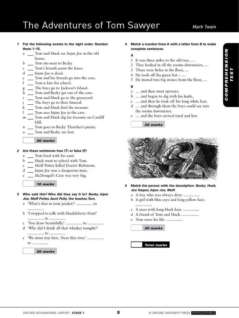 Tests PDF | PDF | The Adventures Of Tom Sawyer | Huckleberry Finn