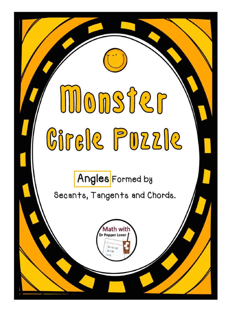 Monster Circle Puzzle Angles Formed by Secantsand Tangents | PDF