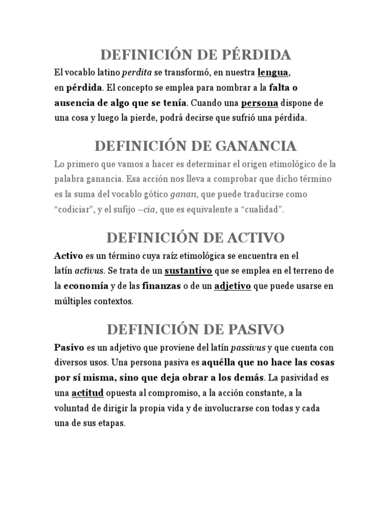 Definición y concepto de pérdida | PDF
