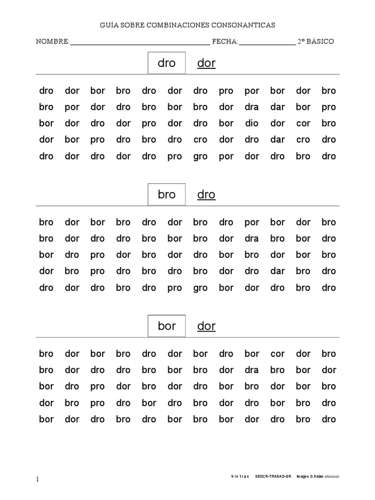 Guía Combinaciones Consonánticas | PDF | Naturaleza