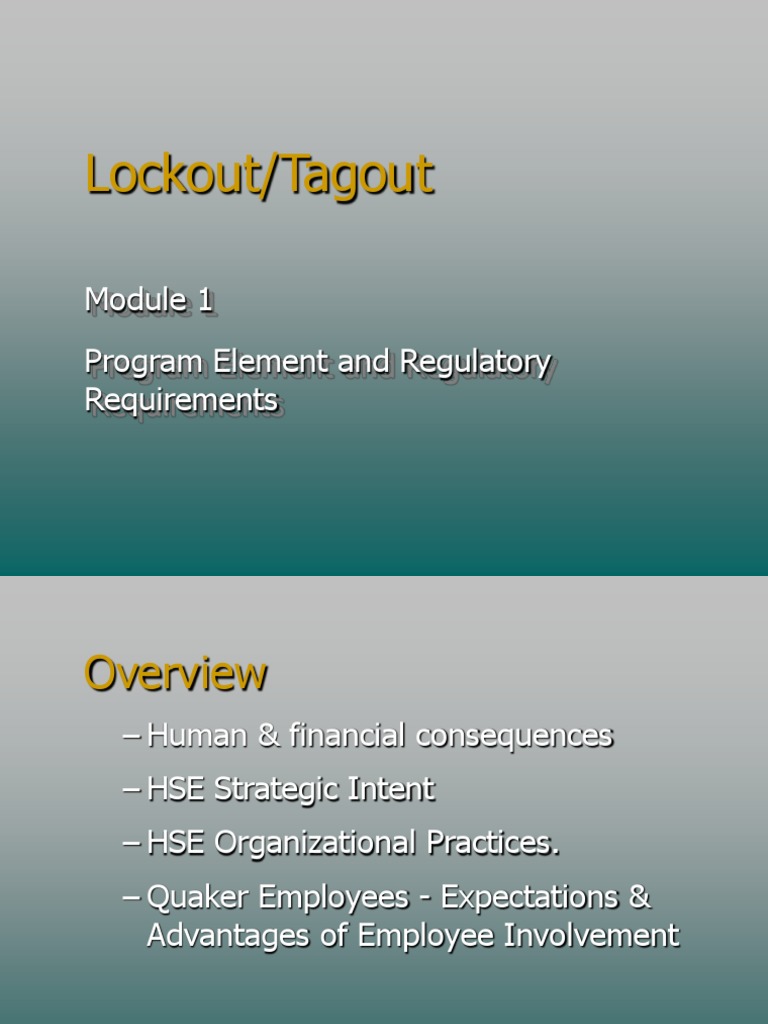 Module 1 (LOTO Introduction) | PDF | Risk Management | Safety
